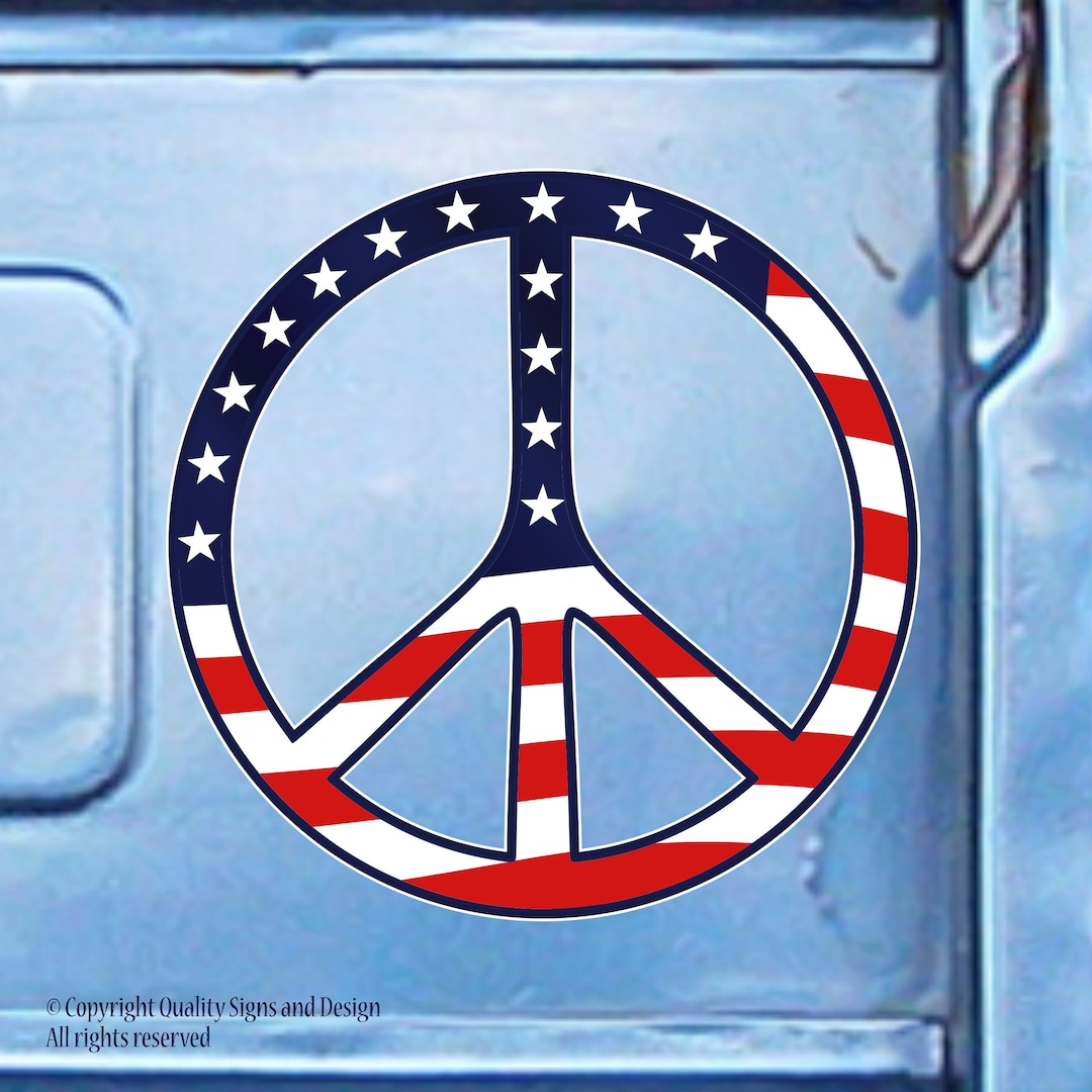 PEACE SIGN, Peace Flag, 70s Style, American Flag Sticker, Truck Decals ...