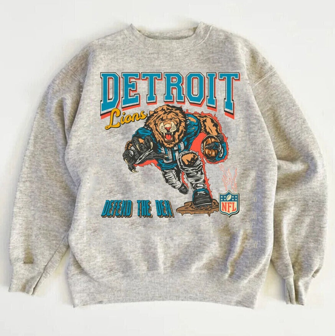 Detroit Lions Defend the Den Sweatshirt, Vintage Style Detroit Football ...