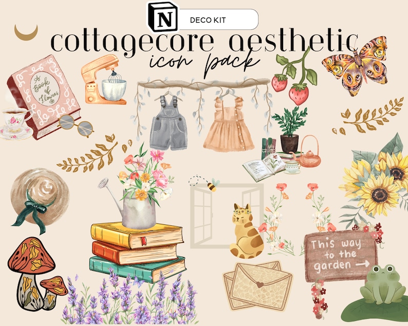 Cottagecore Aesthetic Notion Bundle Free Notion Template Cottage Core ...