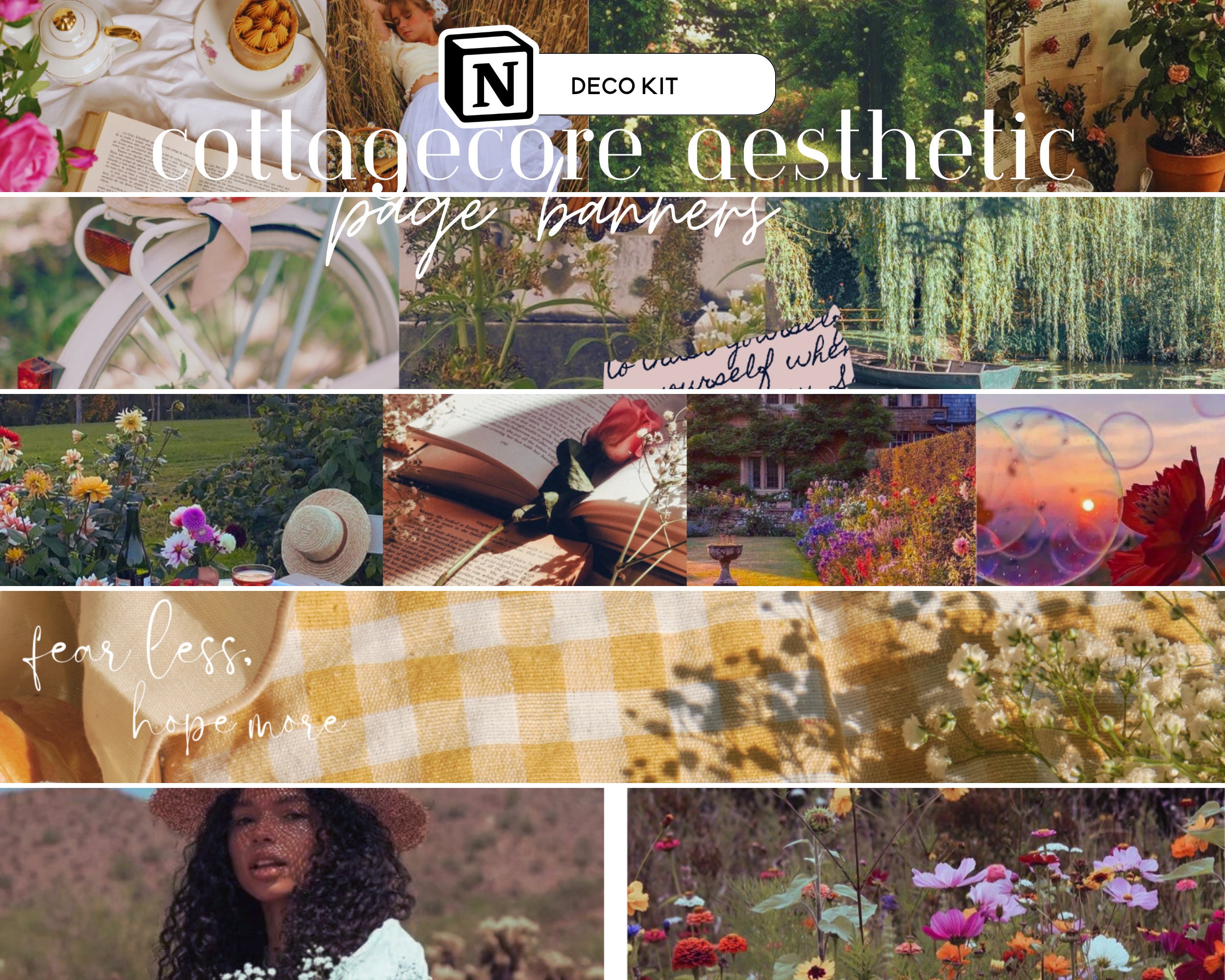 Cottagecore Aesthetic Notion Bundle + Free Notion Template | Cottage ...