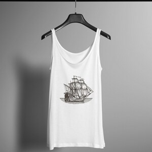 Pirate Ship Shirt - Sailing Boat Tank Top - Hipster Hand Drawn Old Ship ...