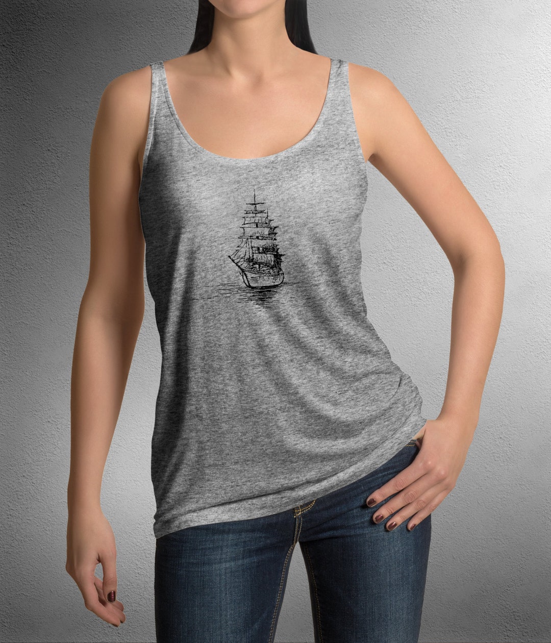 Ship Tank Top - Sailboat Shirt - Nautical Tee - Pirate Flowy Racerback ...