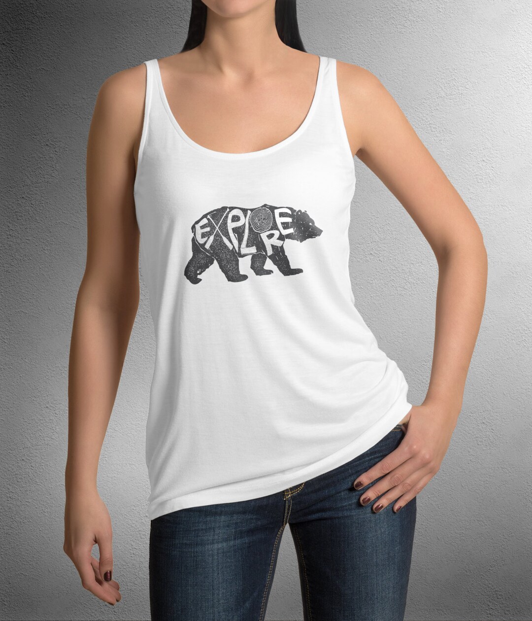 Bear Tank Top - Hiking Outdoors Pacific Northwest Shirt - Woodsy ...