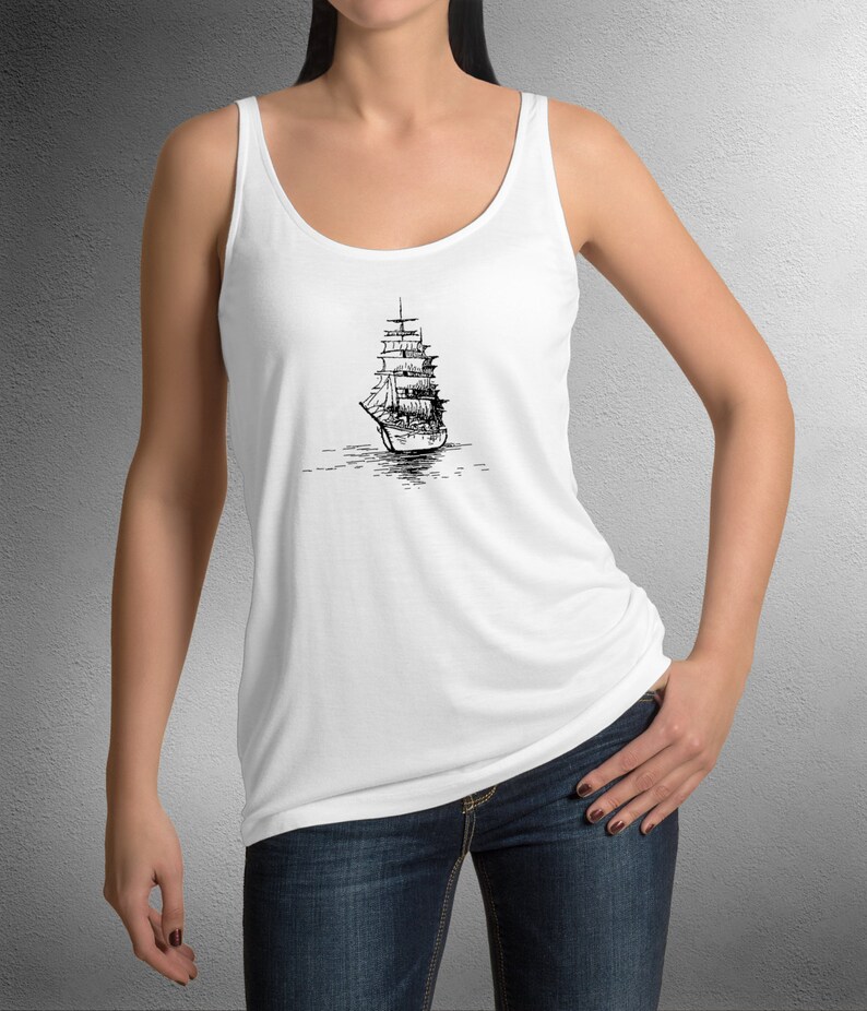 Ship Tank Top - Sailboat Shirt - Nautical Tee - Pirate Flowy Racerback ...