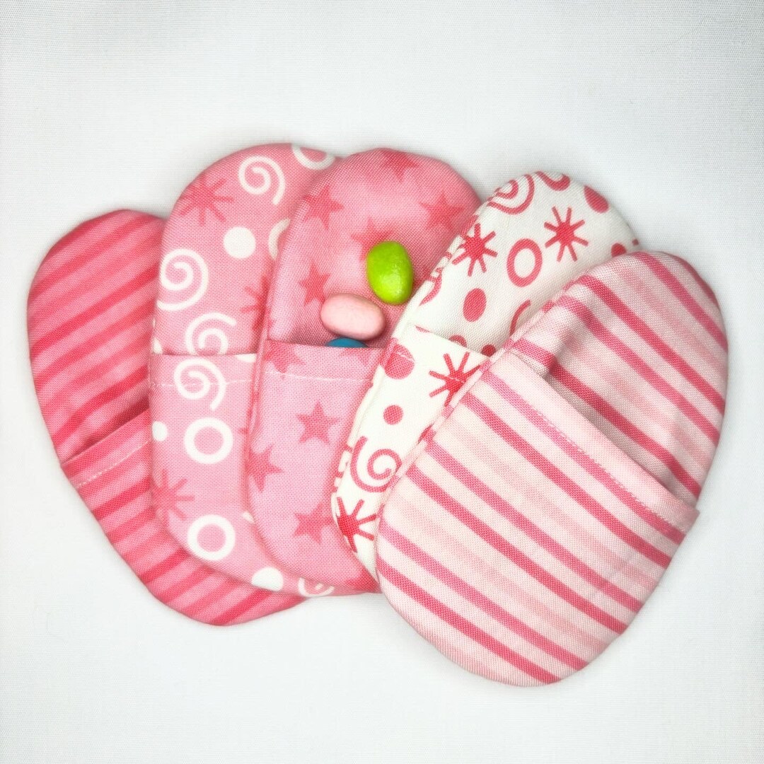 5 Pink Fillable Fabric Easter Eggs - Plastic Free Reusable Handmade ...