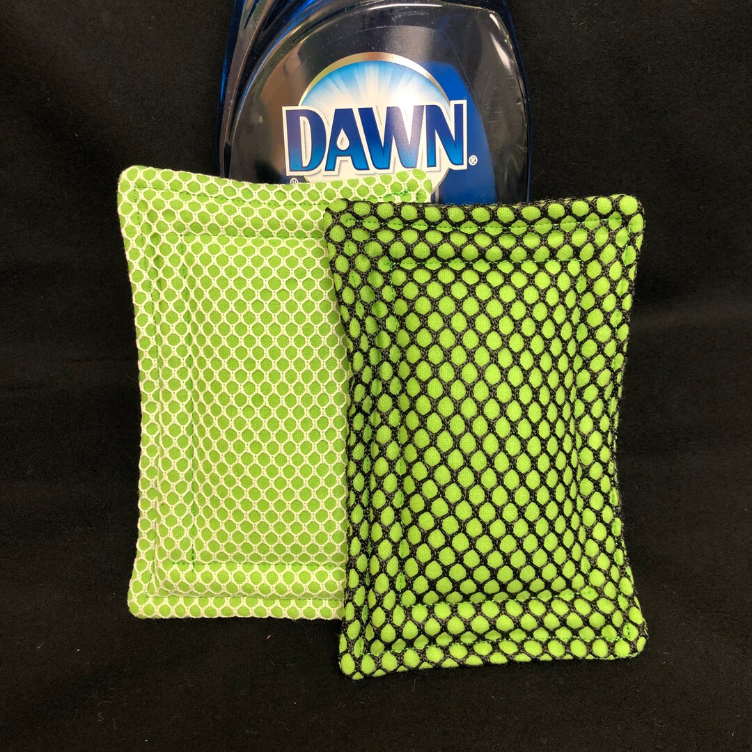 Green Reusable Sponge / Eco Friendly / Black or White Mesh / Kitchen ...