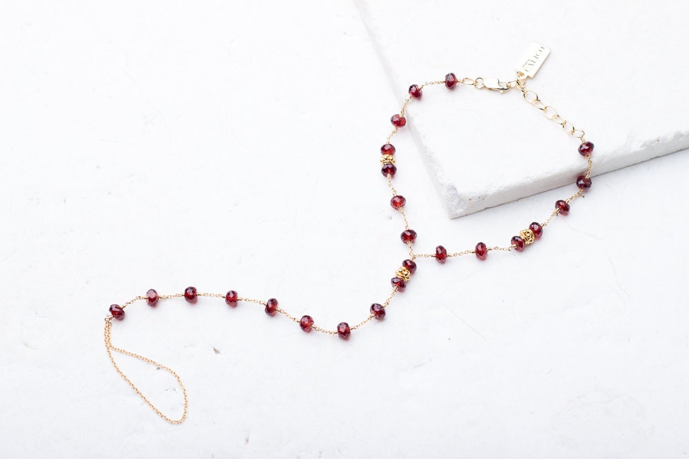 Boho Gypsy Gemstone Bracelet Hand Chain Finger Chain / - Etsy