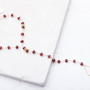 Boho Gypsy Gemstone Bracelet - Hand Chain, Finger Chain - Garnet - 14k ...