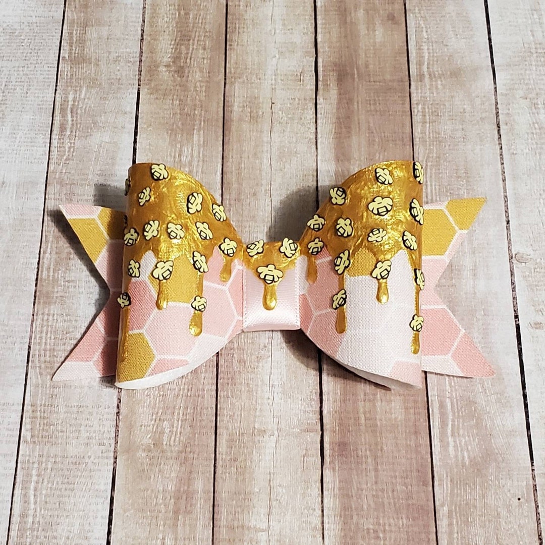 Honey Bee Drip Bow, Cottagecore Bumblebee Sprinkle Hair Clip, Lolita ...