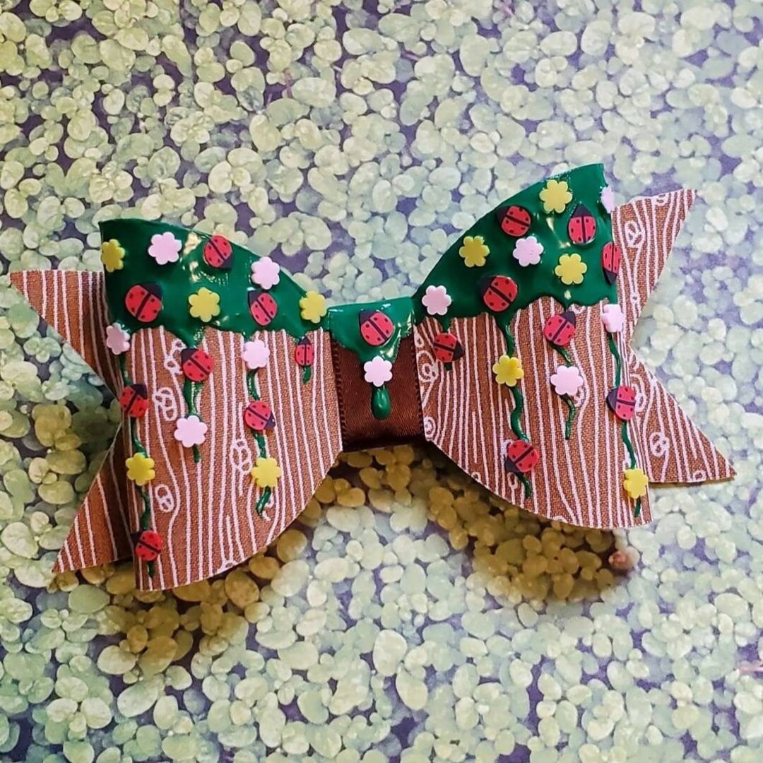 Flower Slime Ladybug Drip Bow Hair Clip, Nature Inspired Bug Fashion - Etsy