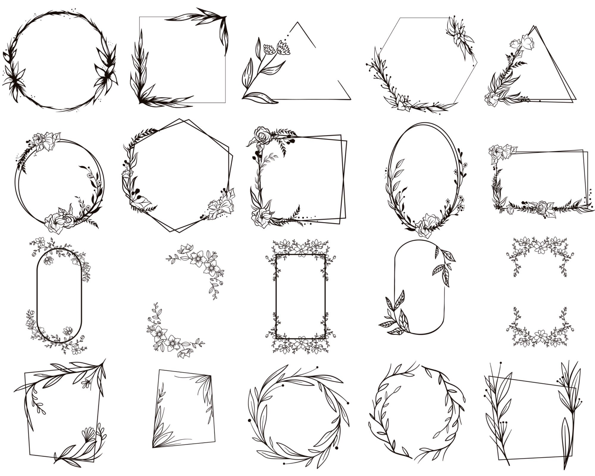 Procreate Floral Frame Stamps Procreate Wreath Stamps - Etsy