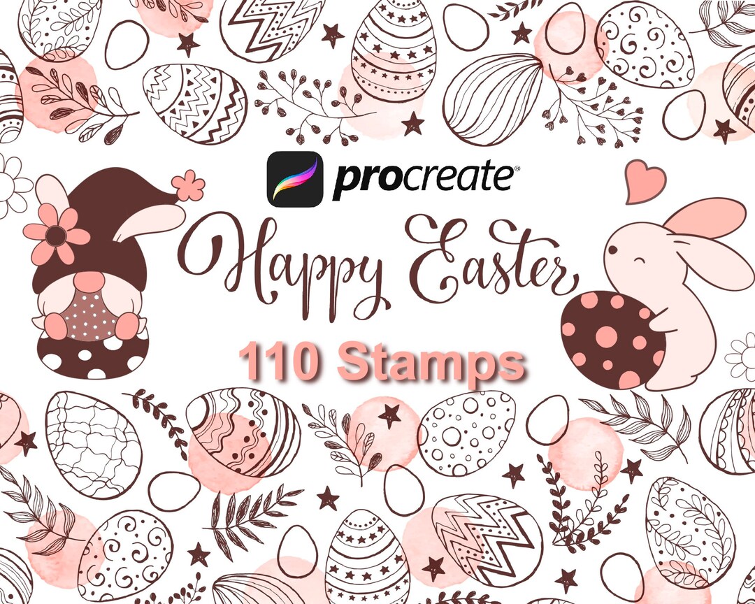 Easter Procreate Stamps,easter Bunny Stickers, Easter Egg Stamps ...