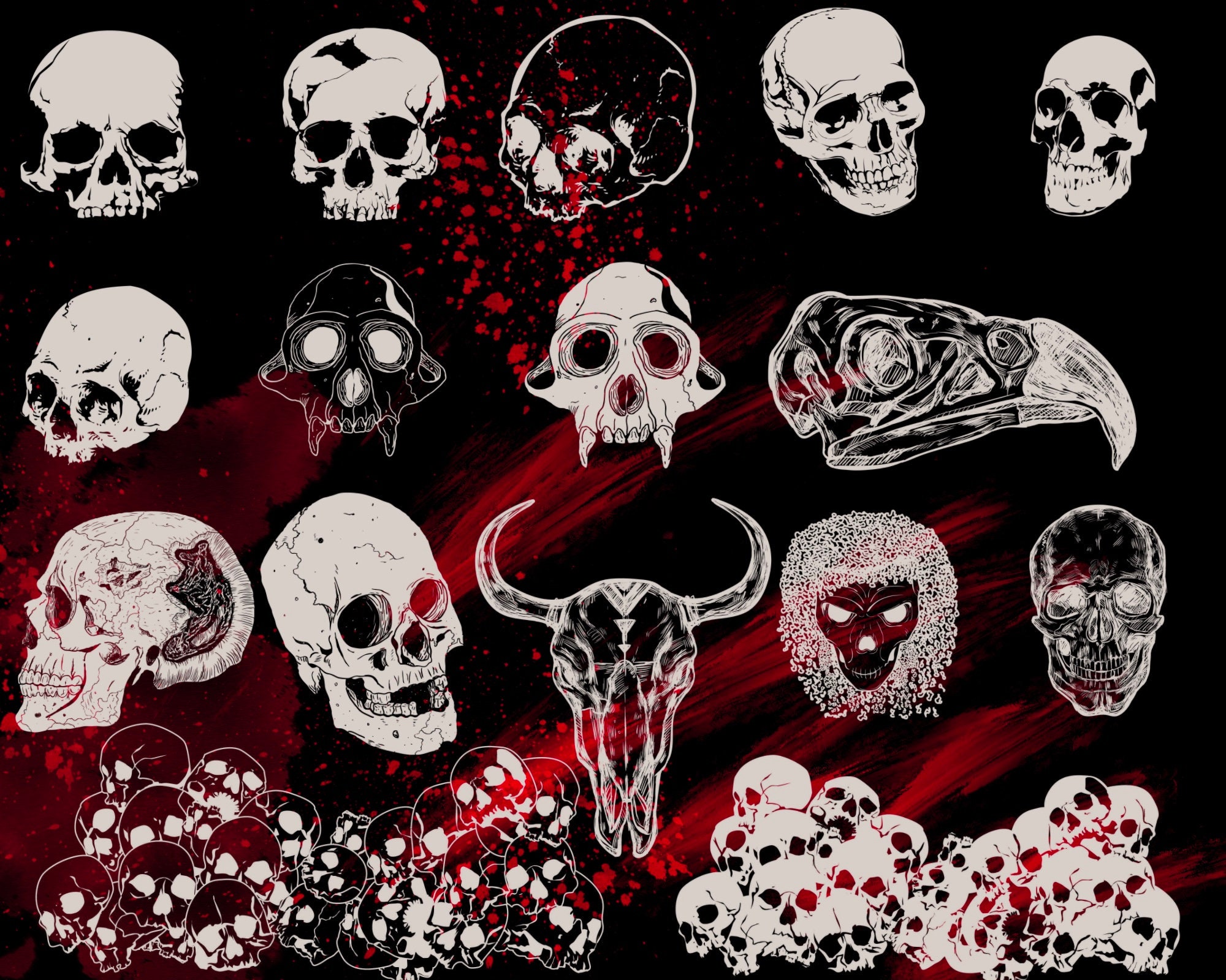 110 Procreate Skulls Tattoo Skull Stamp for Procreate Human | Etsy