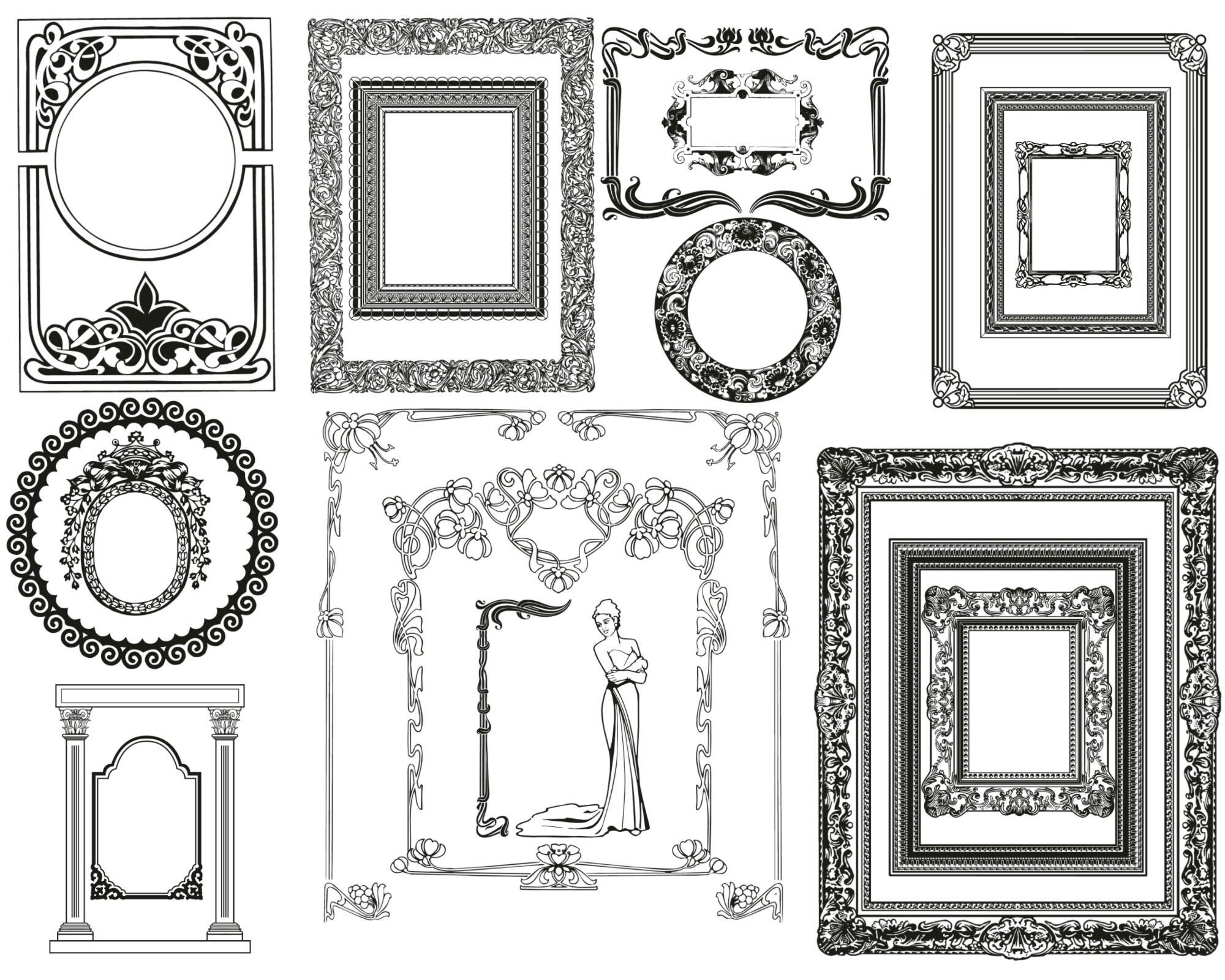 50 Procreate Frames Stamps, Procreate Mirror Frames Brushes, Antique ...
