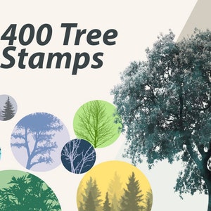 400 Procreate Tree Stamp Brushes, Landscape Botanical Brush Set ...