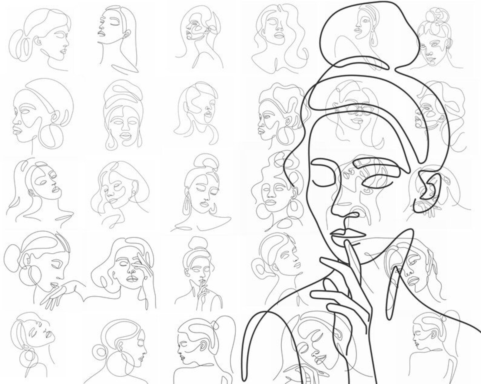 160 Procreate Women Tattoo Stamp Brushes Minimalist Line Art - Etsy