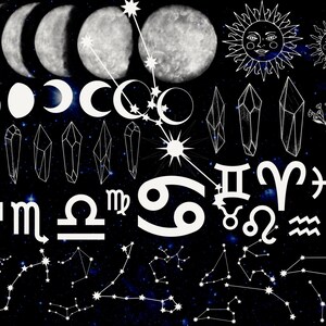 Procreate 150 Moon and Stars Stamps Set , Zodiac, Tattoo, Galaxy, Moon ...
