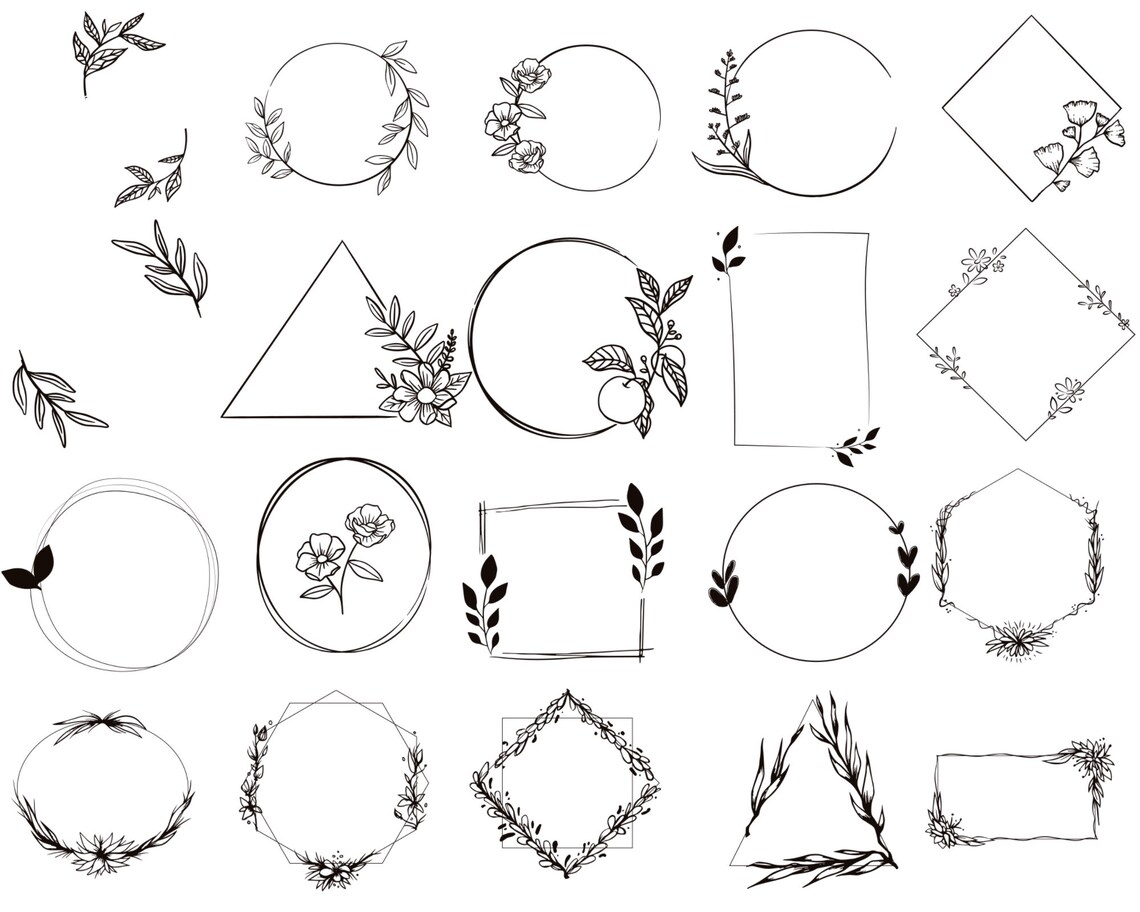 Procreate Floral Frame Stamps Procreate Wreath Stamps - Etsy