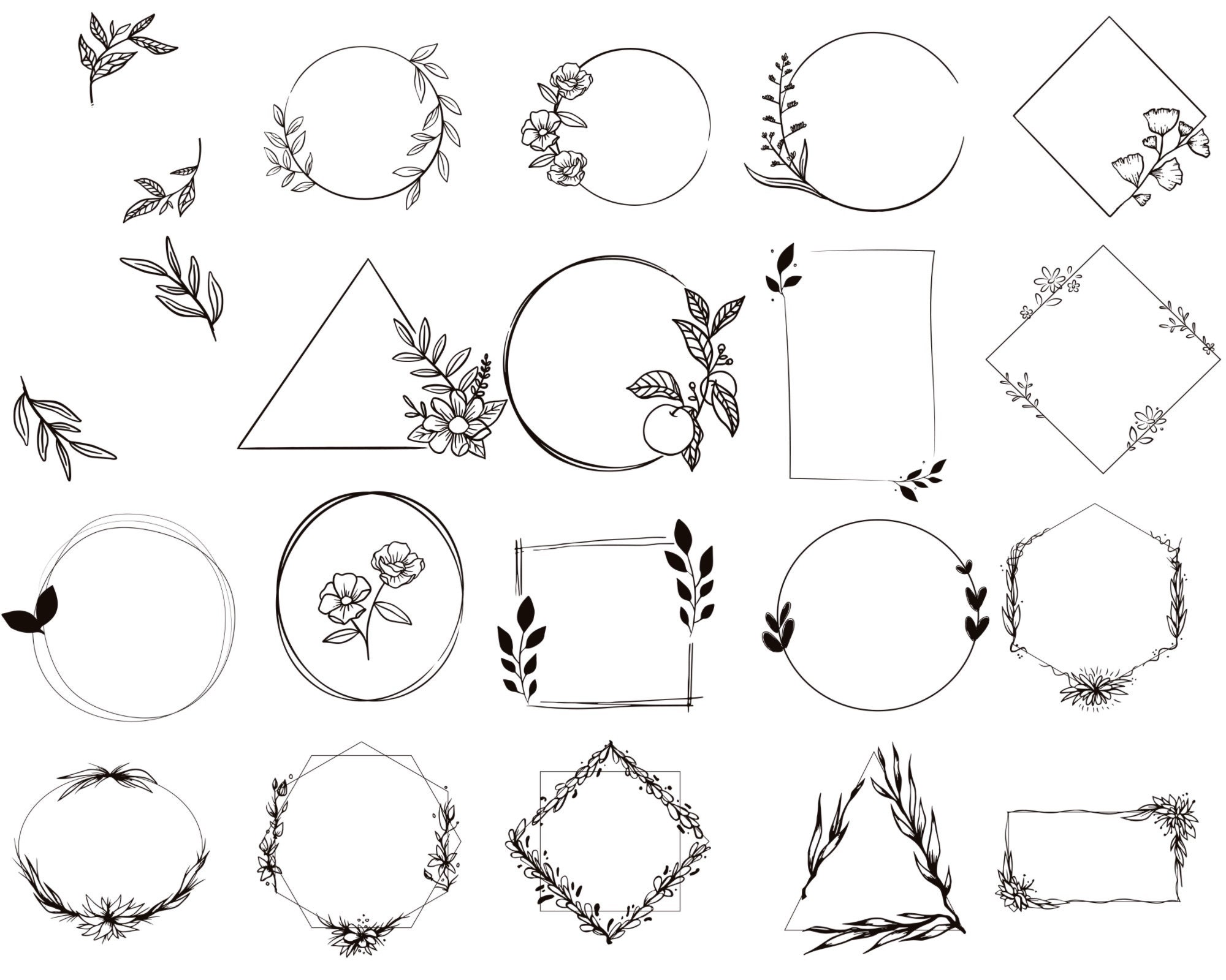 Procreate Floral Frame Stamps Procreate Wreath Stamps - Etsy