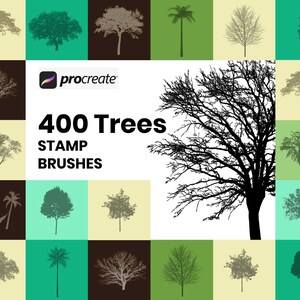 400 Procreate Tree Stamp Brushes, Procreate Tree Brushes, Nature ...