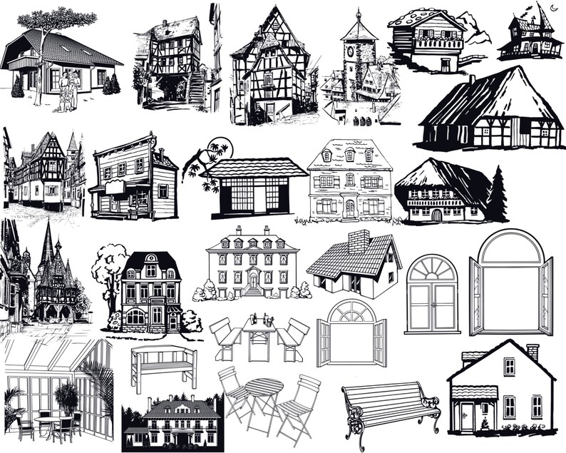 160 Procreate Houses Scene Stamps Procreate House Landscape - Etsy