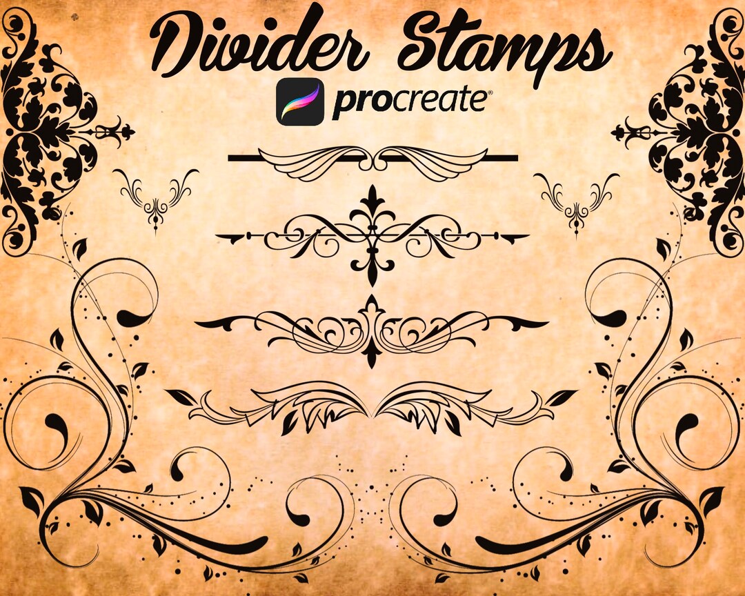 100 Procreat Dividers Stamps Pack, Wedding Stamps, Frame, Dividers ...