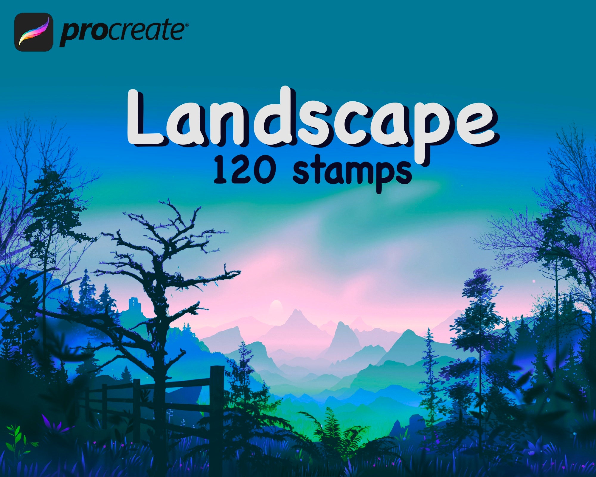 Landscape Brush Set for Procreate Nature Stamps Trees Stamps - Etsy