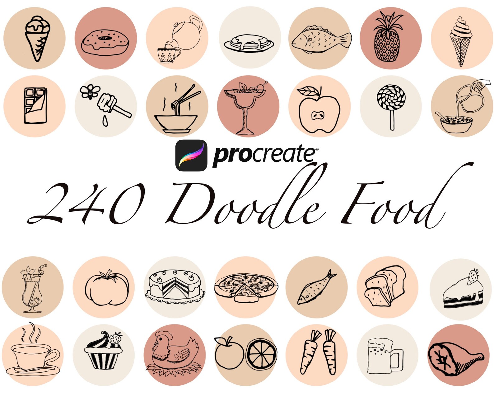 Procreate Food Brushes food Doodle Stamps Food Stamps - Etsy