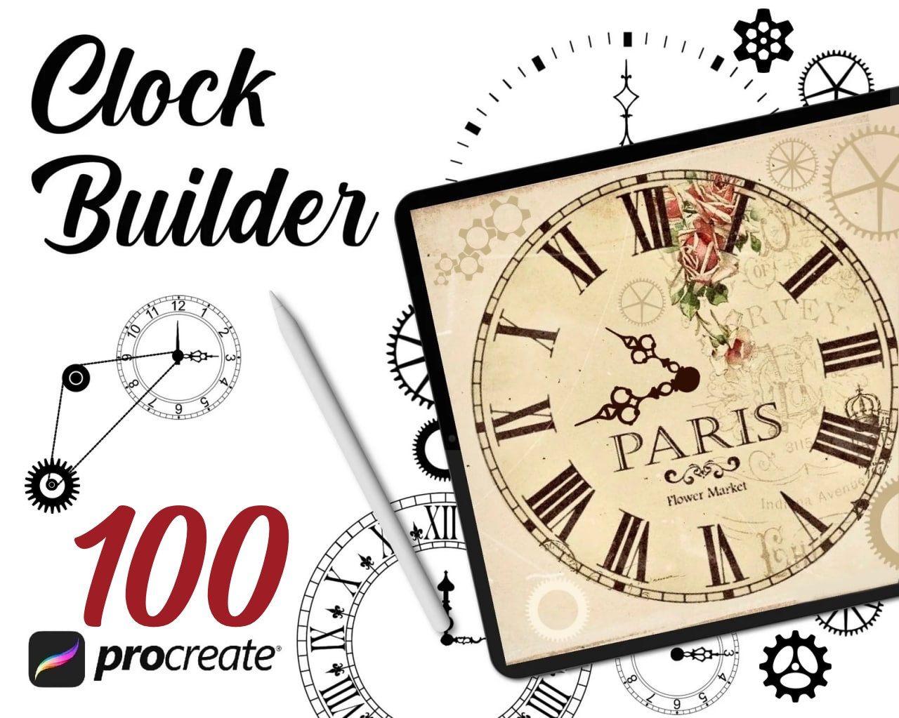 Procreate Clock Design Stamps Clock Builder Procreate - Etsy