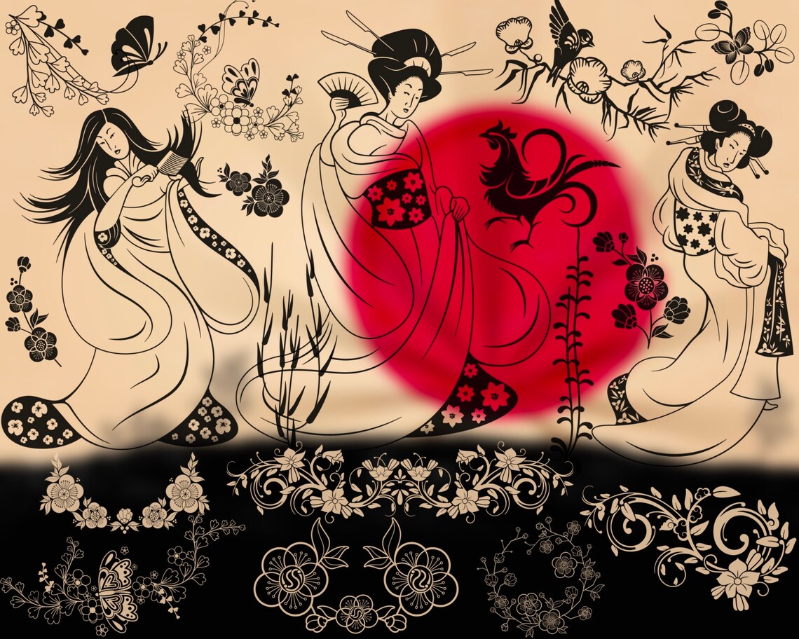 Procreate Japanese Tattoo Brushes Procreate Japan Geisha - Etsy
