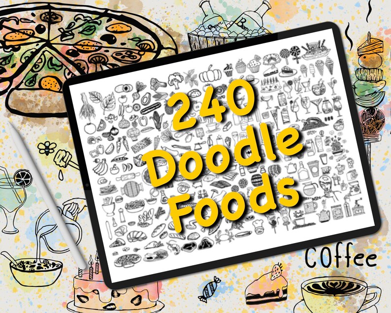 Procreate Food Brushes ,food Doodle Stamps, Food Stamps, Procreate ...