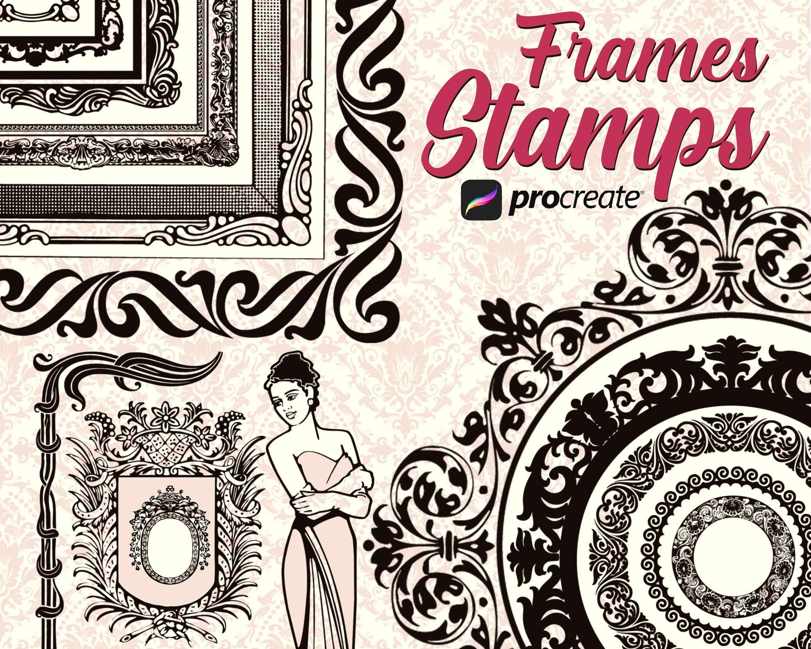 50 Procreate Frames Stamps Procreate Mirror Frames Brushes - Etsy