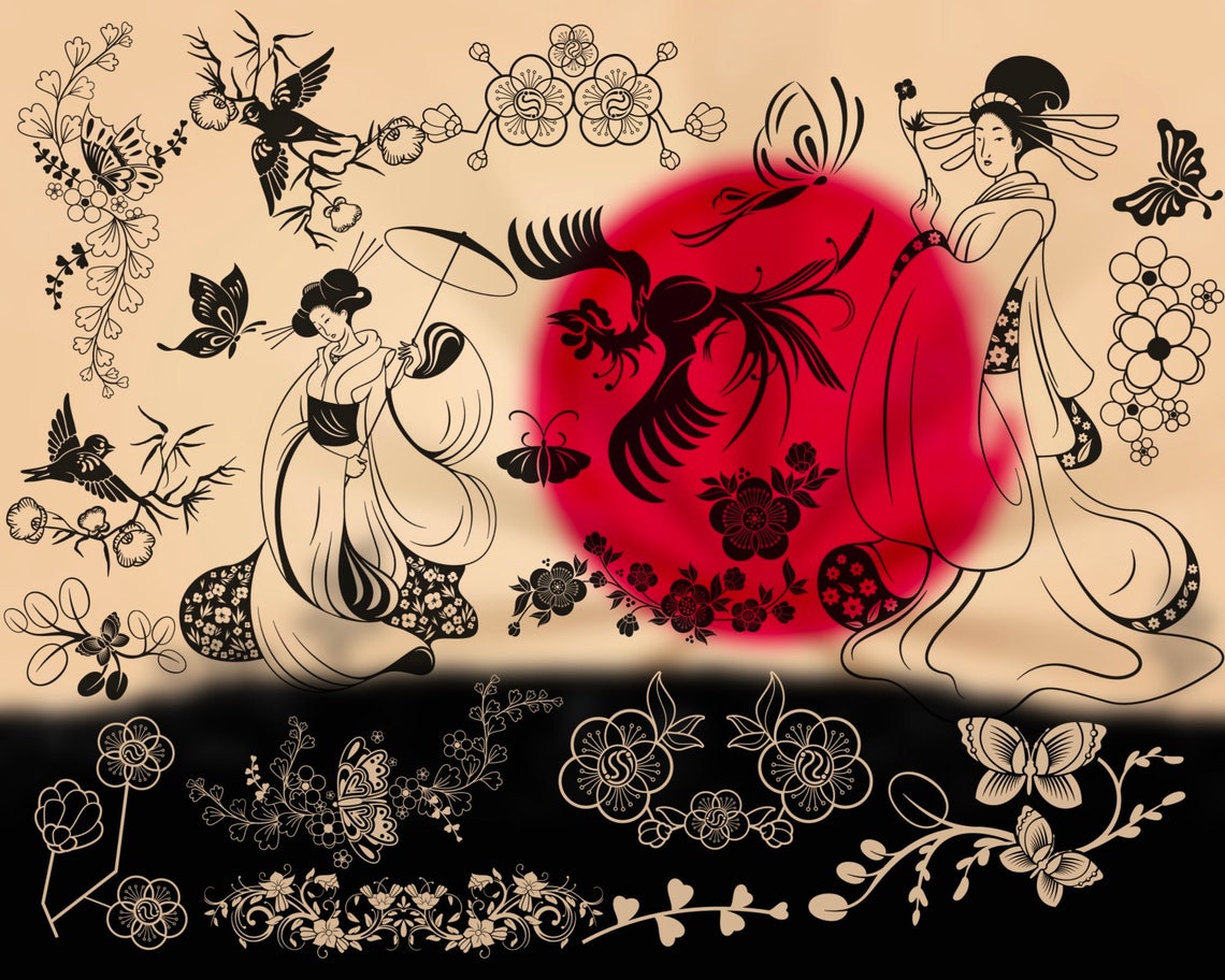 Procreate Japanese Tattoo Brushes Procreate Japan Geisha - Etsy