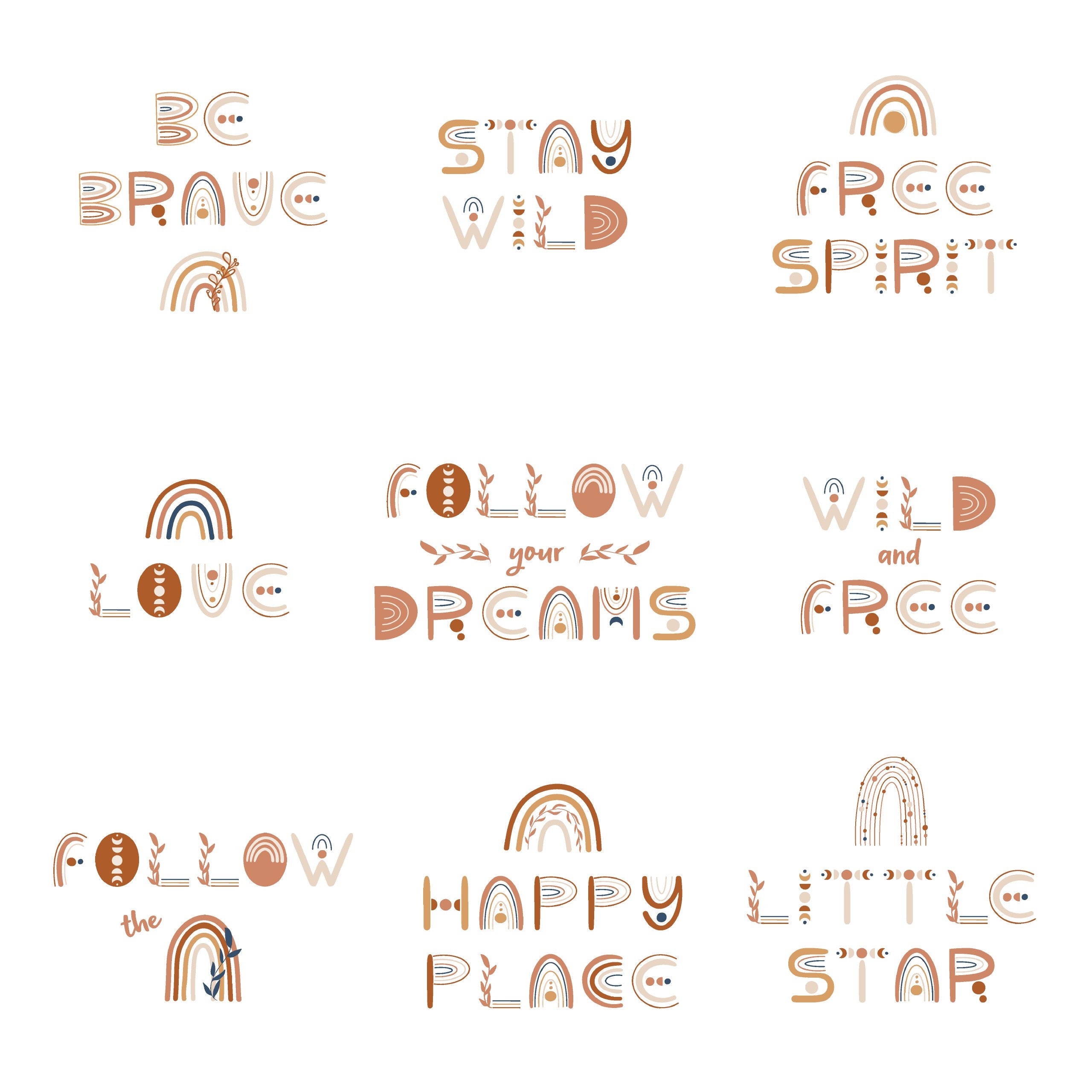 Procreate boho alphabet set Boho lettering for procreate | Etsy