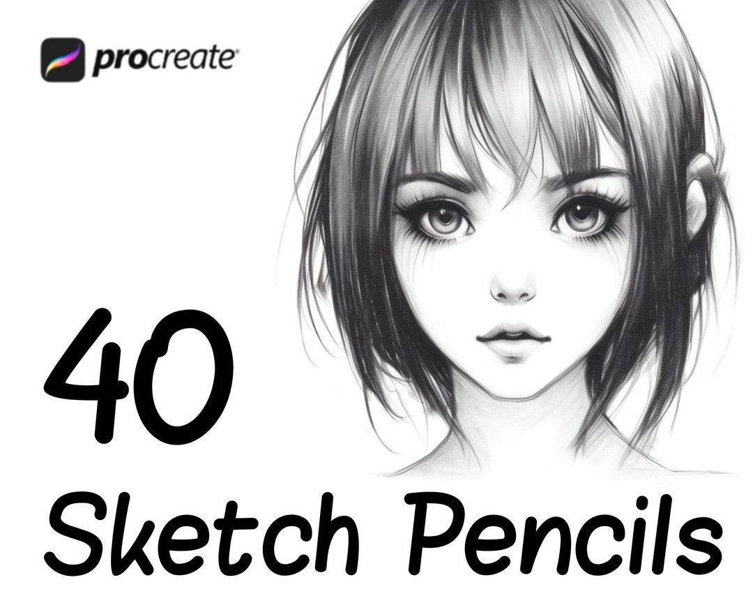 40 Sketch Pencils, Procreate Brushset for Ipad, Including Pencils and Charcoal Brushes, Pens ...