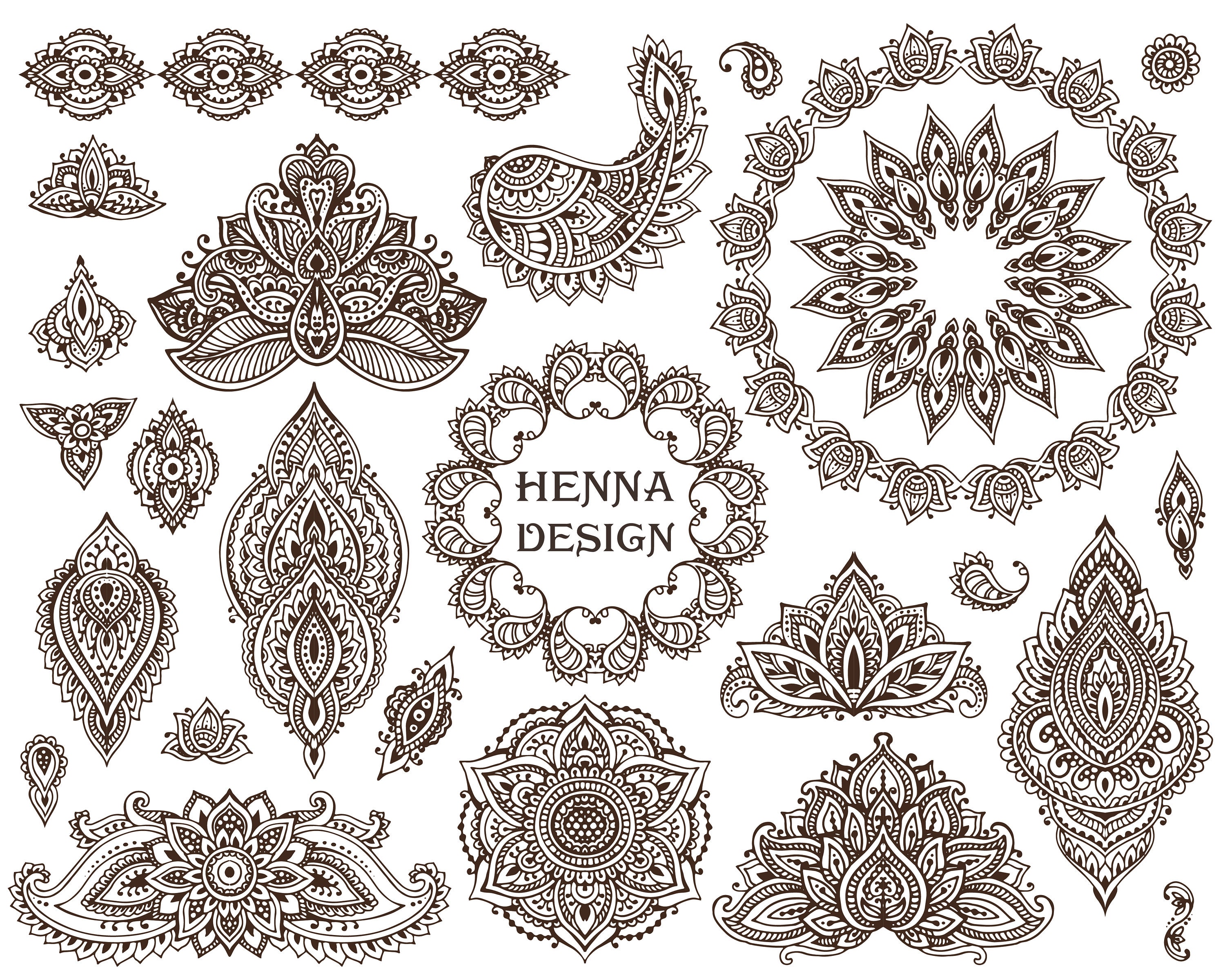 70 Henna Tattoo Stamps Procreate Tattoo Brushes Mehndi - Etsy