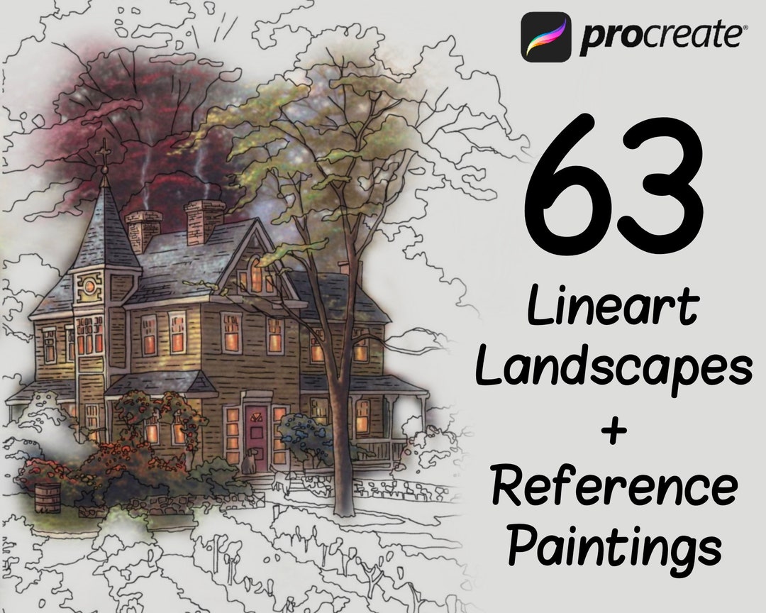 Digital Stamp for Procreate, Nature Coloring for Procreate, Landscape ...