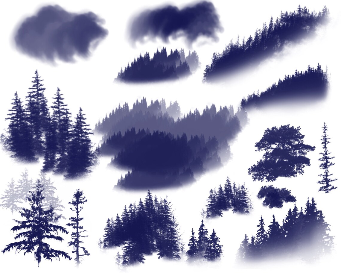 Landscape Brush Set for Procreate Nature Stamps Trees Stamps - Etsy