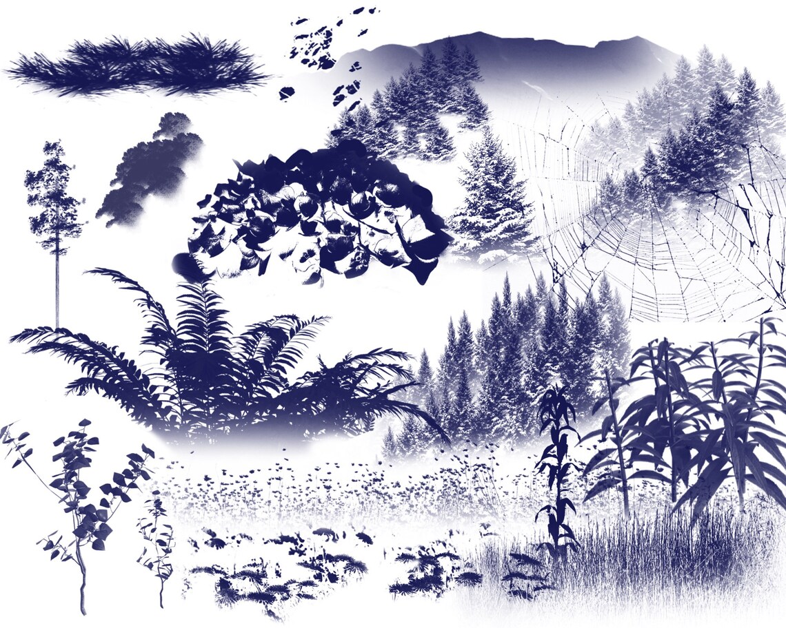 Landscape Brush Set for Procreate Nature Stamps Trees Stamps | Etsy