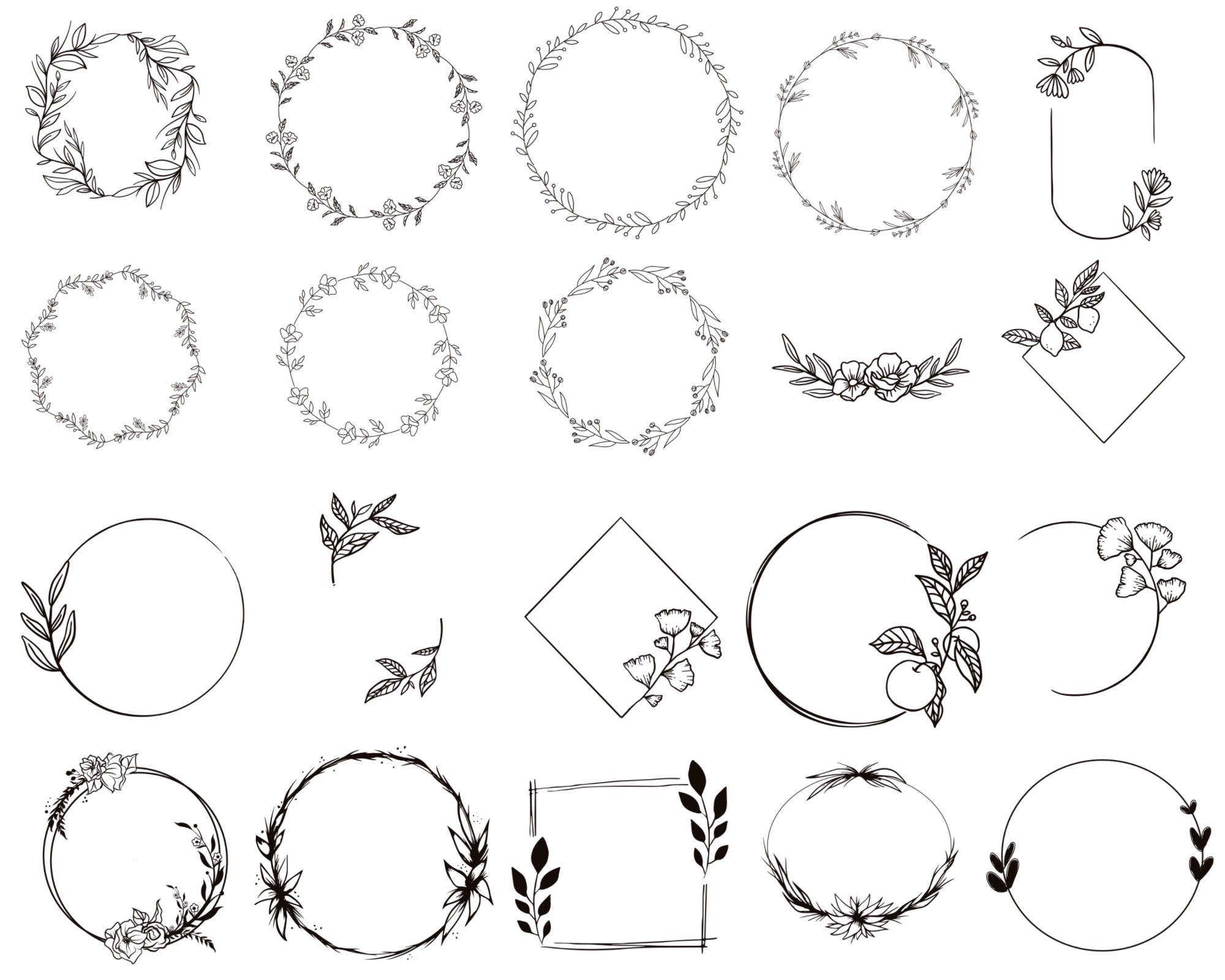Procreate Floral Frame Stamps Procreate Wreath Stamps - Etsy