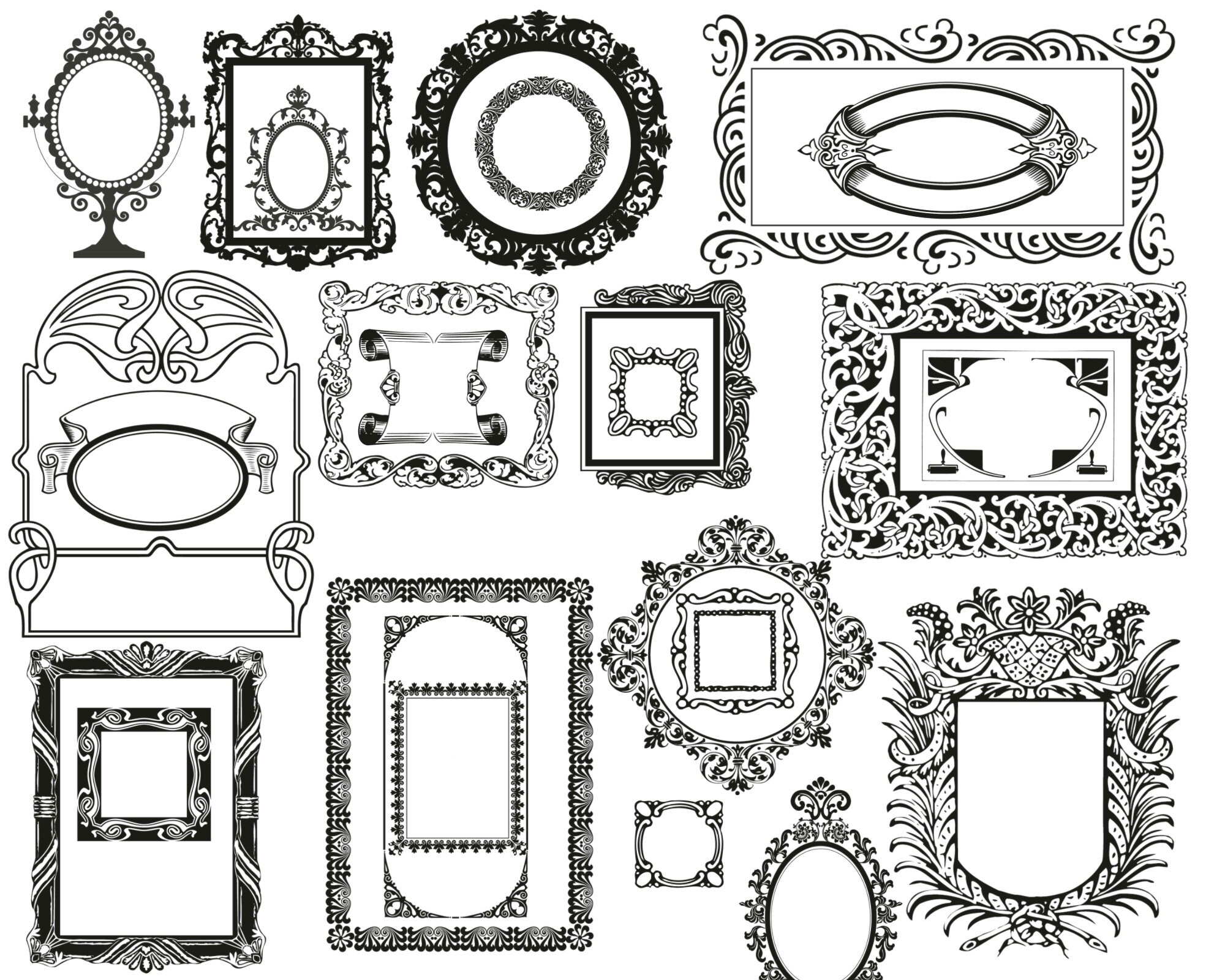 50 Procreate Frames Stamps Procreate Mirror Frames Brushes - Etsy