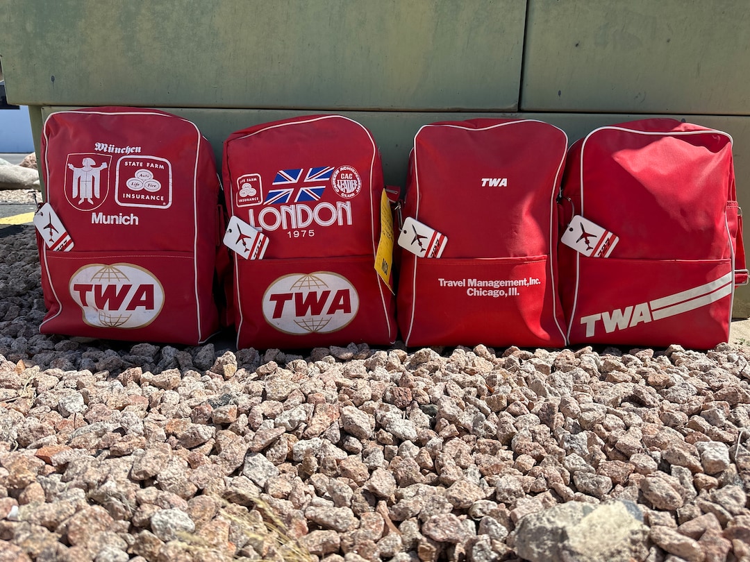 Vintage TWA Airline Bags With Aircraft Skin Luggage Tags. - Etsy
