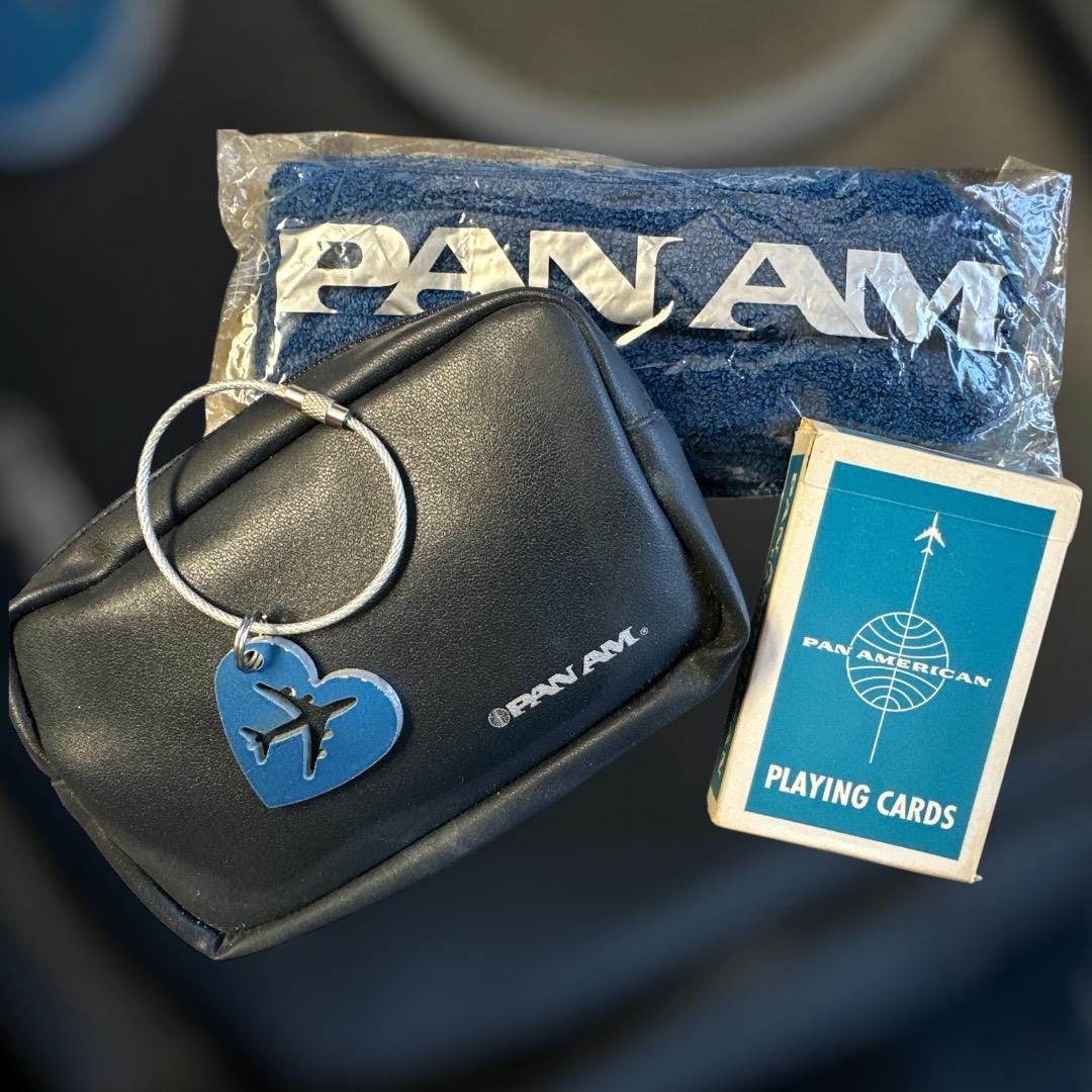 Vintage Pan Am Amenity Kit With B747 Aircraft Skin Heart Luggage / Key ...