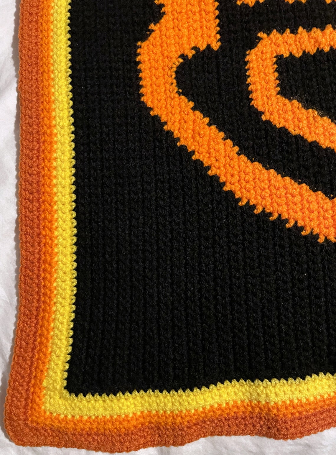 Handmade Crochet Afghan of a FLAME Chopper MOTORCYCLE Knit Couch Bed ...