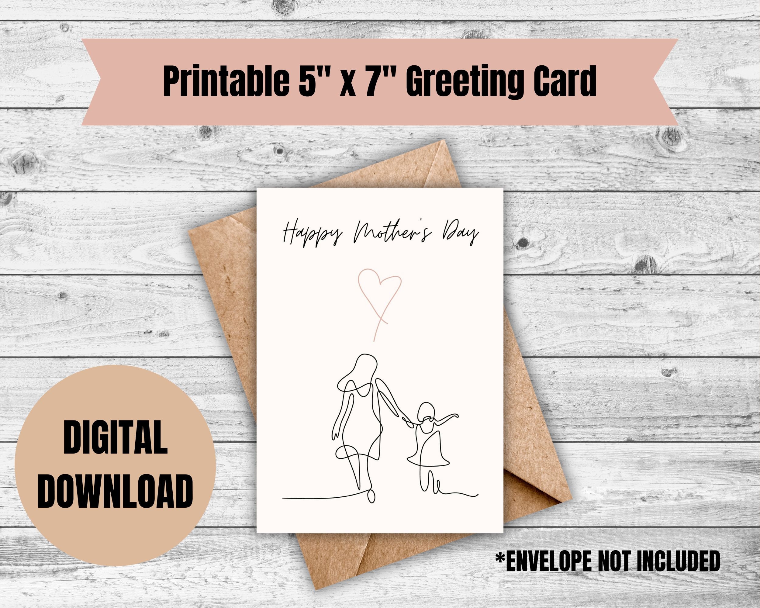 Printable Mothers Day Card, Digital Mothers Day Card, Contemporary and ...