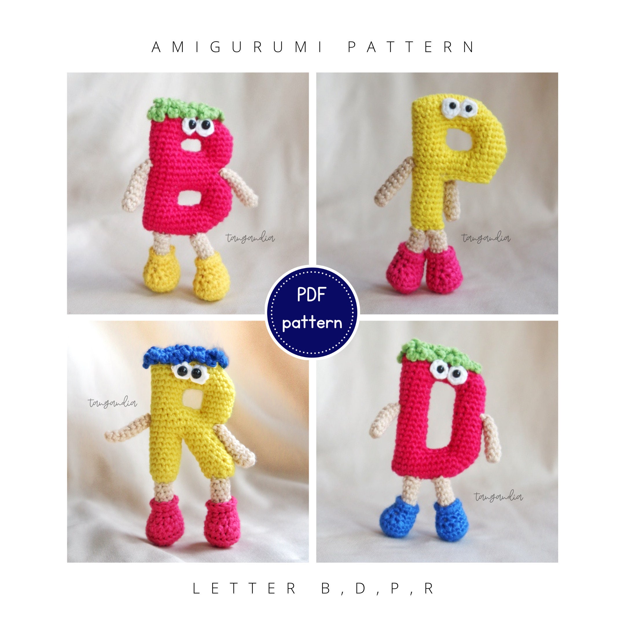 Crochet Letter Amigurumi Pattern: Alphabet B, D, P, R (PDF Pattern) - Etsy