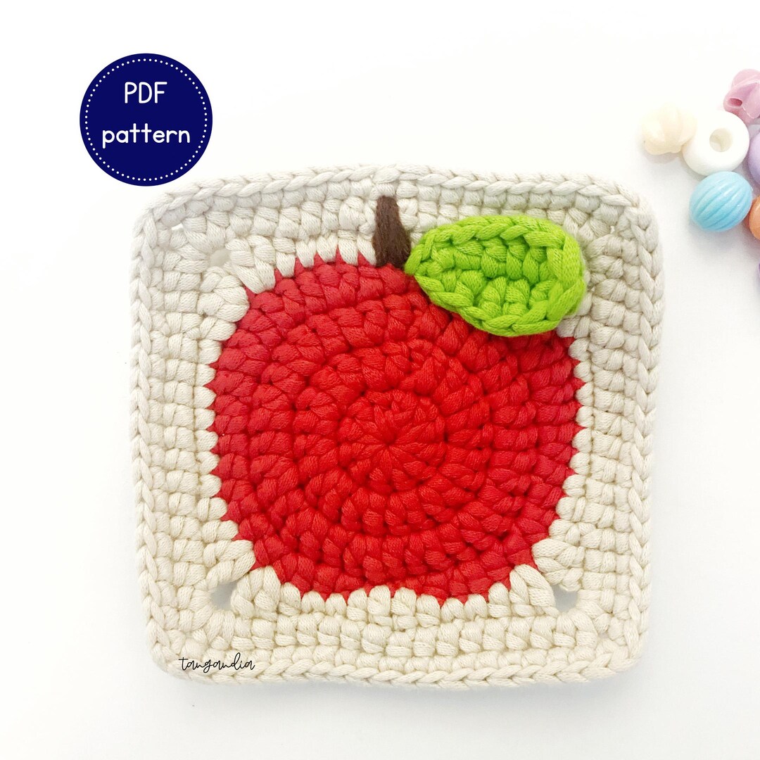 Crochet Apple Granny Square Pattern, Simple Crochet for Beginner - Etsy