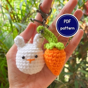 Amigurumi Mini Bunny Keychain Pattern, Crochet Carrot With Rabbit ...