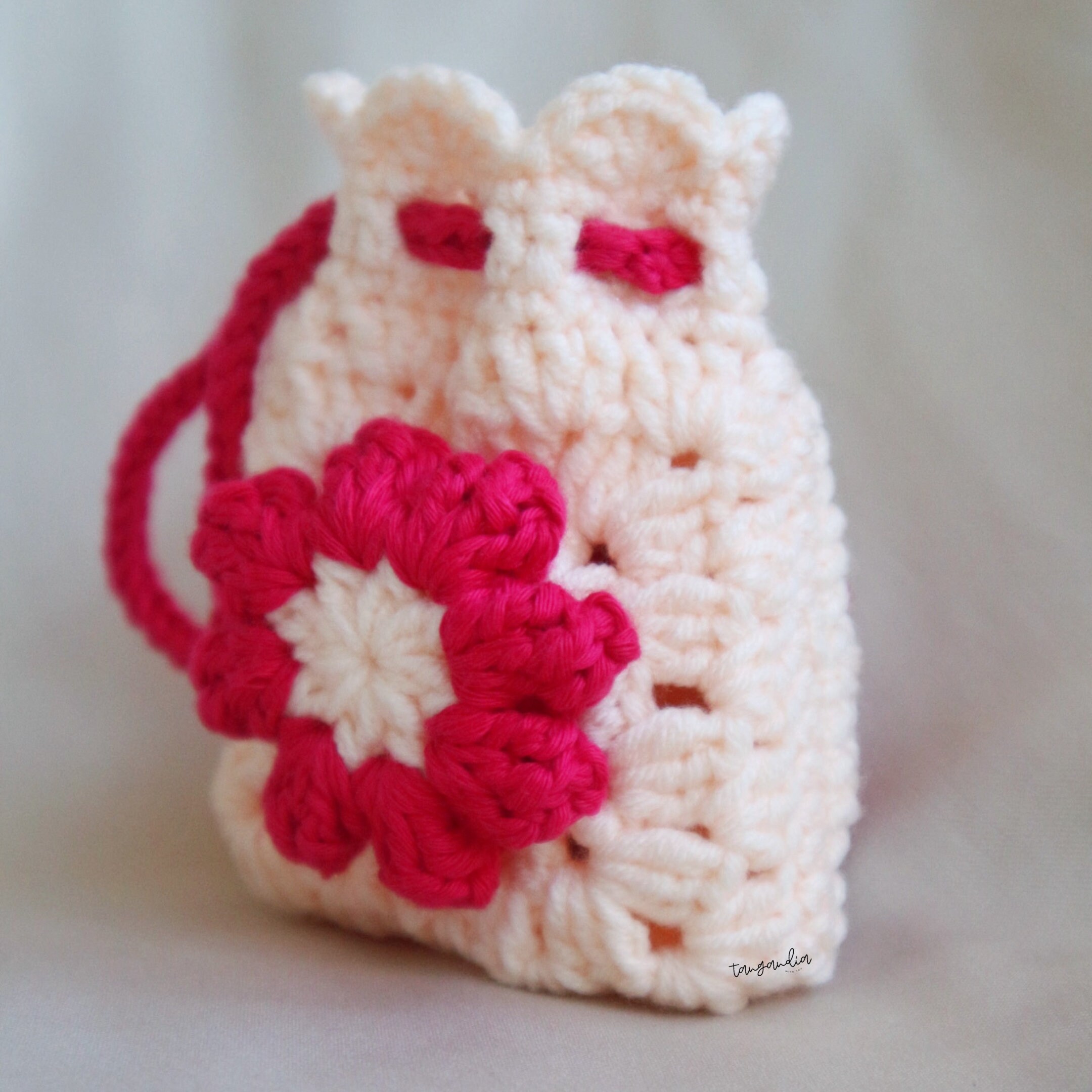 Crochet Mini Pouch for Earphone, Granny Square Flowers Bag, Access ...