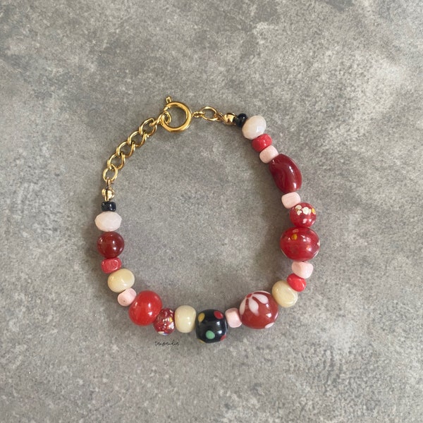 Red Beaded Bracelet - Etsy